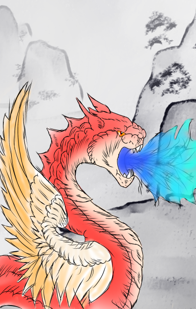 Dragon with blue flames🔥🔥 - ibisPaint