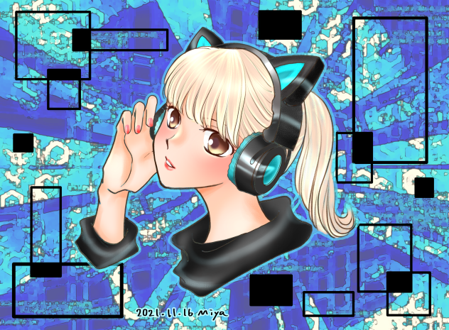 Cat ear headphones - ibisPaint