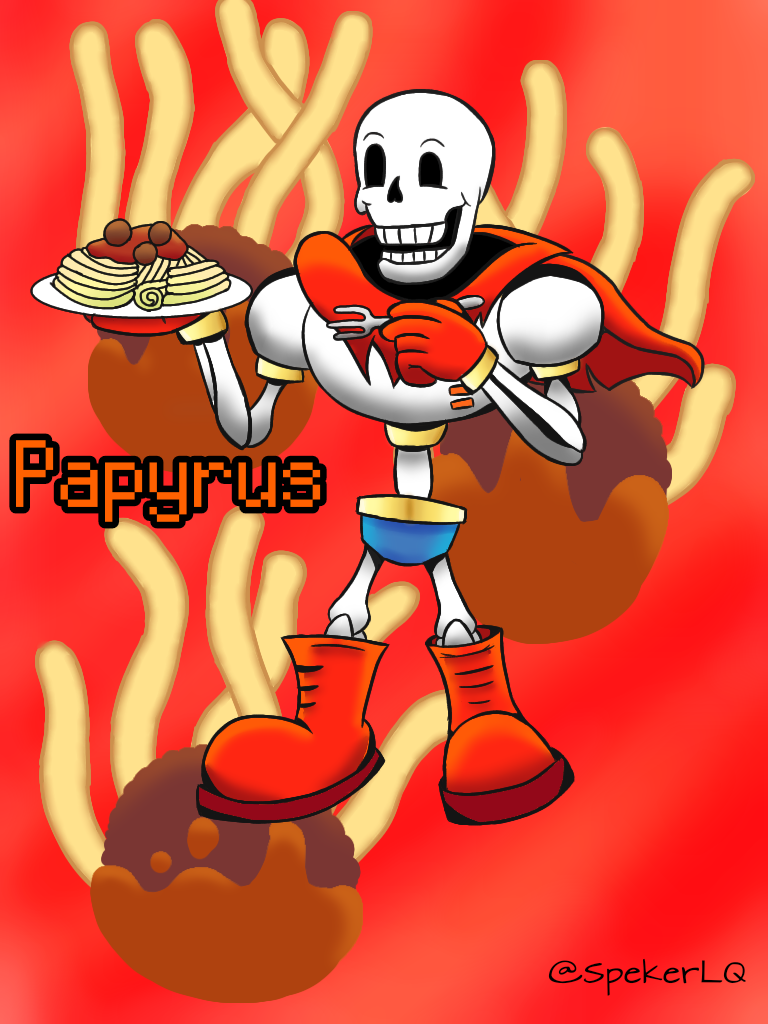Papyrus en su adicción al espagueti - ibisPaint