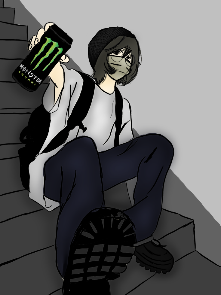 girl sitting on step - ibisPaint