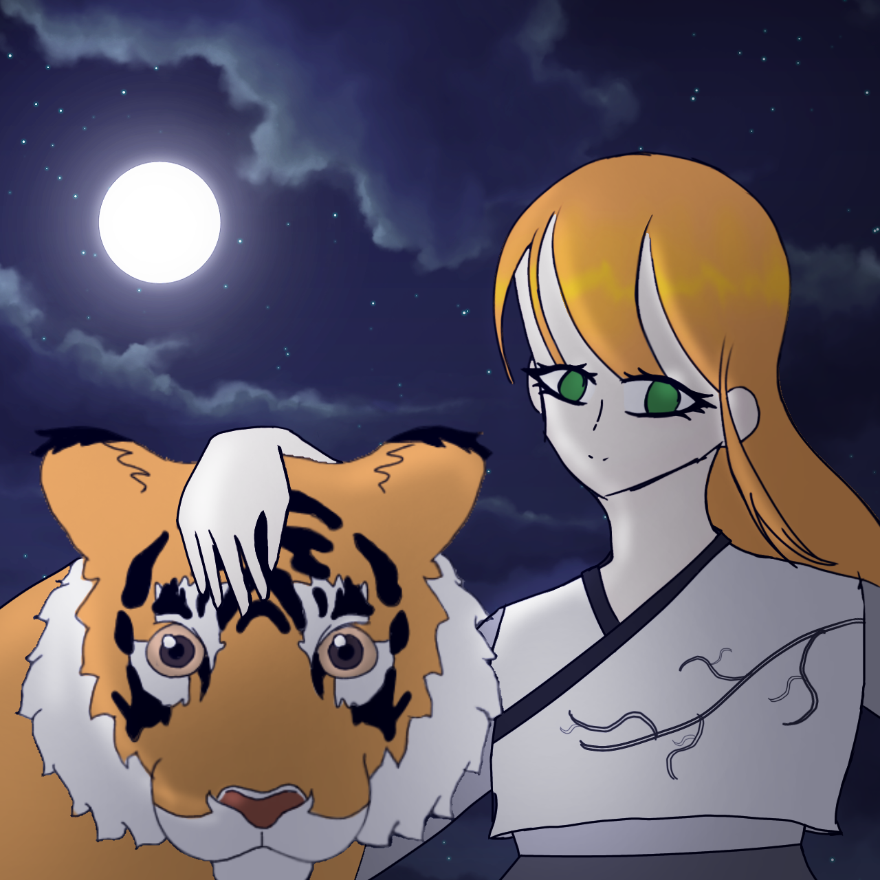 girl and tiger - ibisPaint