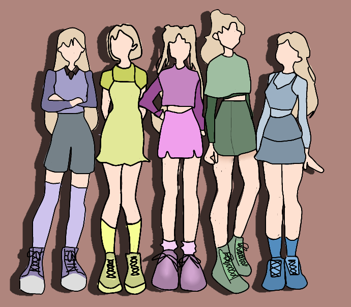 Blondes in different color clothes - ibisPaint