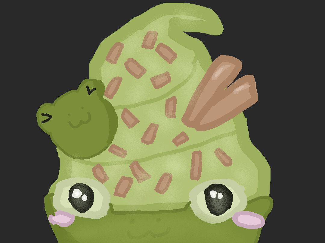 Cute Kawaii Frog themed matcha ice cream - ibisPaint