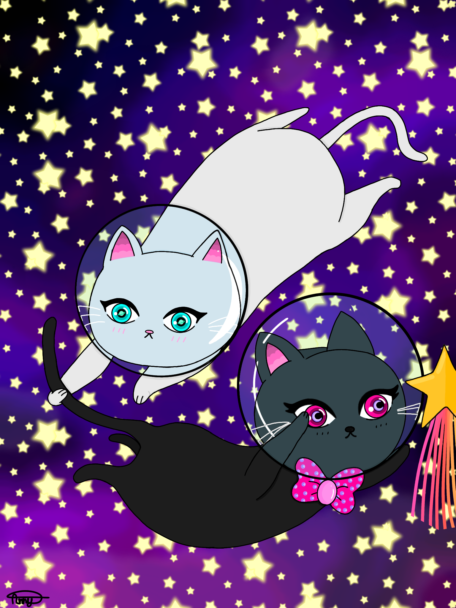 Gatos espaciales 🌌👩‍🚀👩‍🚀 - ibisPaint