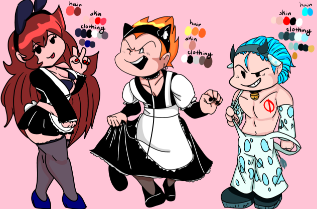 Pico, Girlfriend, Boyfriend outfit3. - ibisPaint