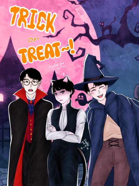 Frankenstein and BFs on Halloween - ibisPaint