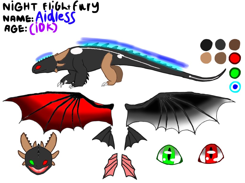 My hybrid night flight fury dragon oc - ibisPaint
