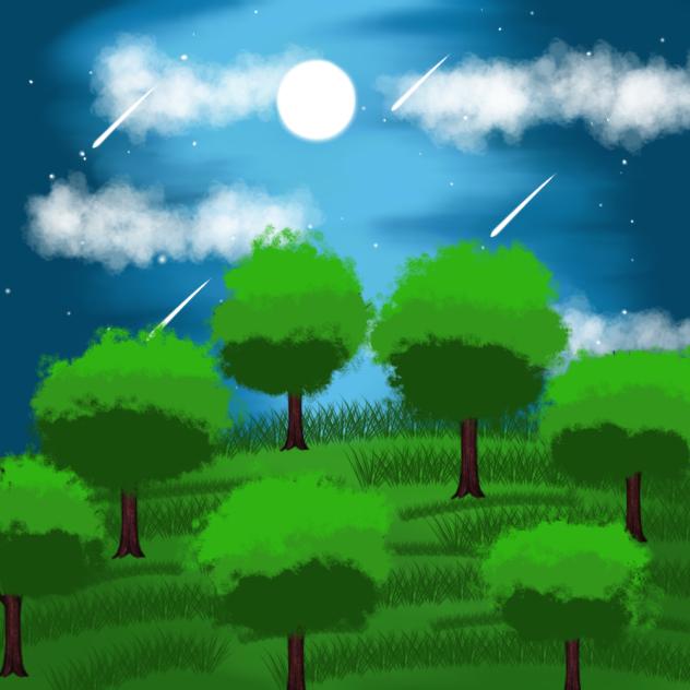 Forest at night - ibisPaint