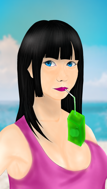 drinking juice - ibisPaint