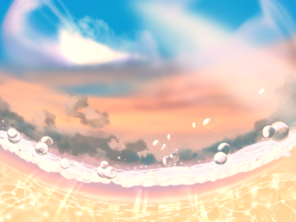 夕陽と波 Sunset and waves - ibisPaint