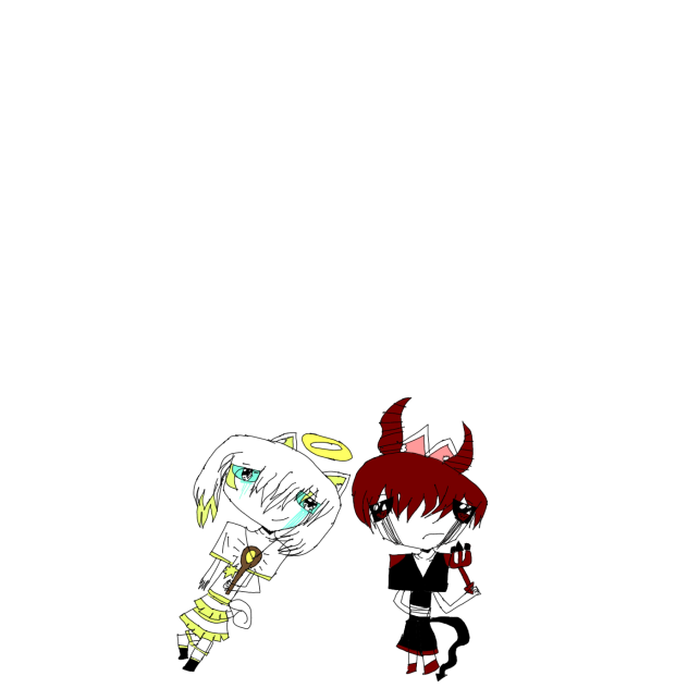 Angel and Devil piggy - ibisPaint