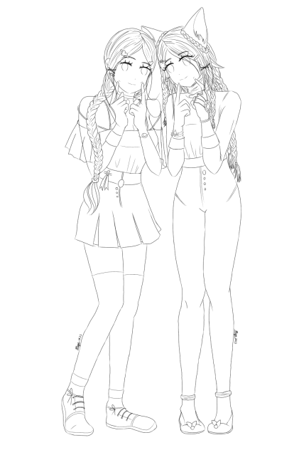 Besties forever 💖 (line art) - ibisPaint