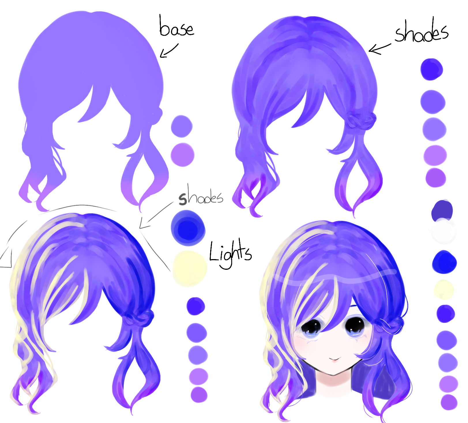 how to paint hair my way💜💙💛 - ibisPaint