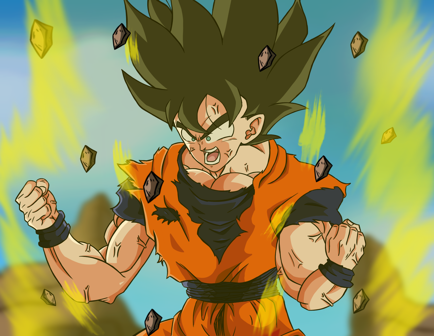 Goku turning Super Saiyan - ibisPaint