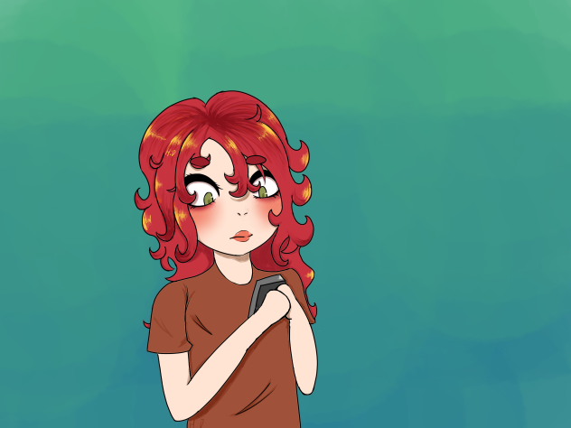 Fiery girl using her phone - ibisPaint