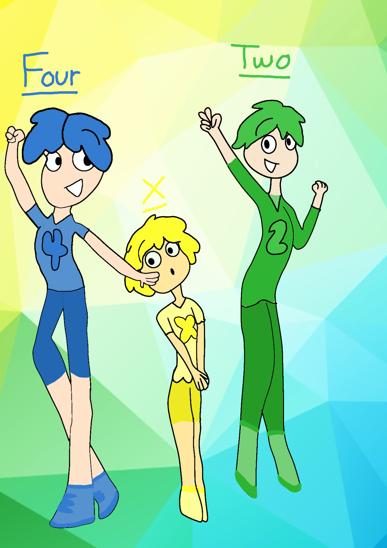 Bfdi 4, 2 and x as humans - ibisPaint