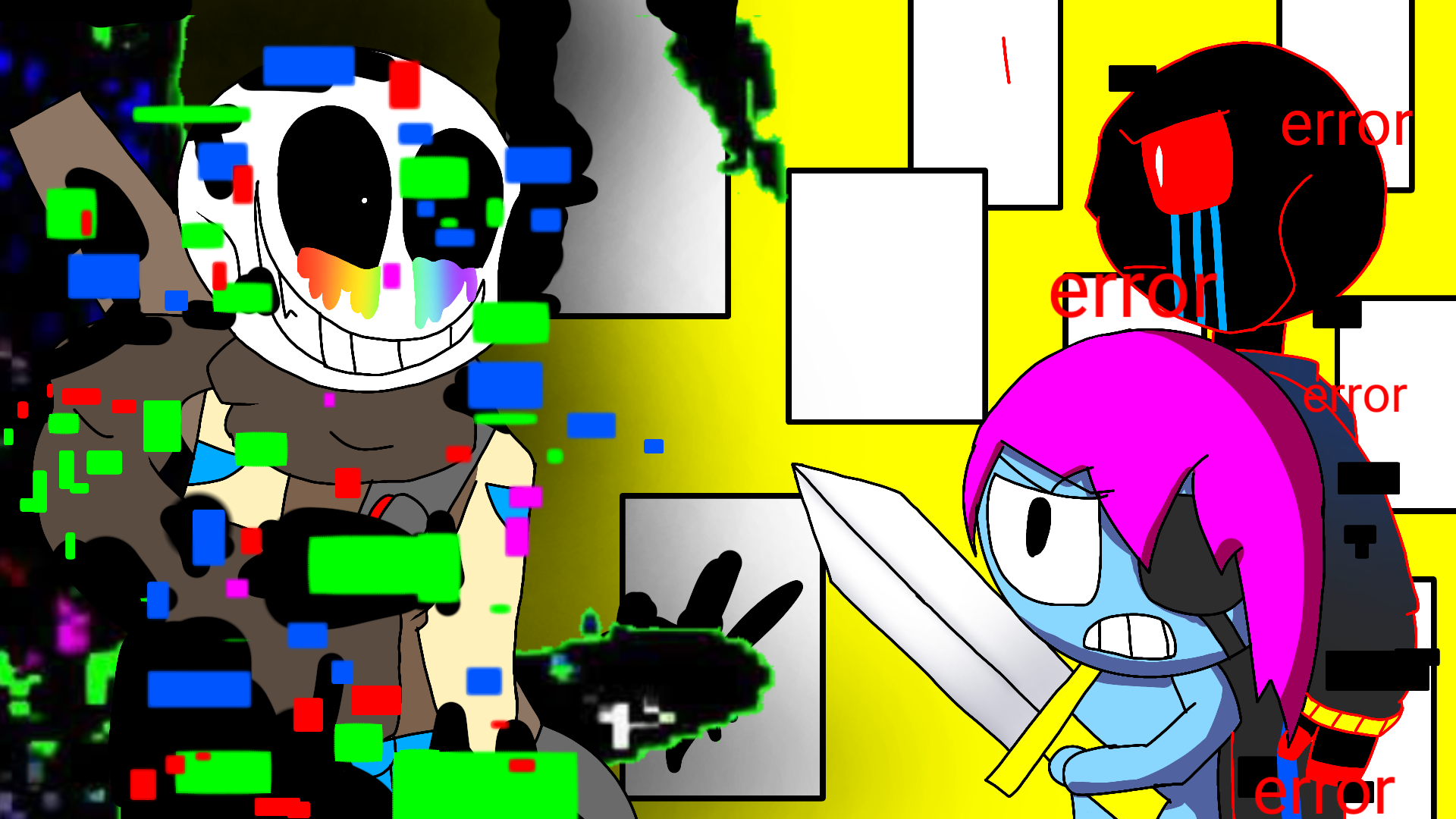 pibby and error sans vs ink - ibisPaint