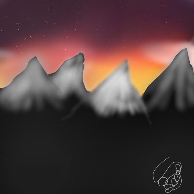 Mountain range sunset - ibisPaint