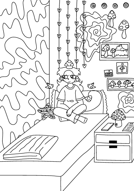 my oc sitting in bed - ibisPaint