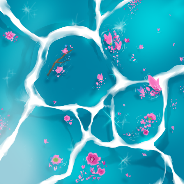 Crystal Clear Water and Cherry Blossoms - ibisPaint