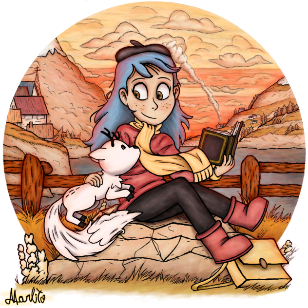 Hilda e Twig nas redondezas de Trollberg - ibisPaint