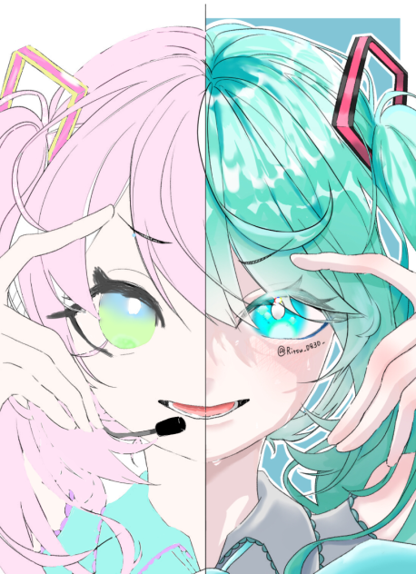 Colouring page half and half - ibisPaint