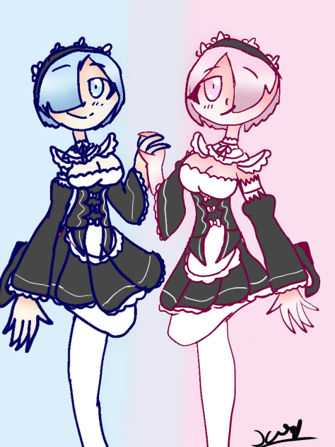Rem and Ram - ibisPaint