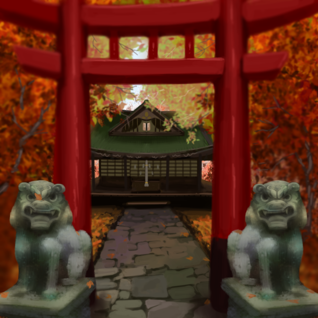 Temple in autumn - ibisPaint