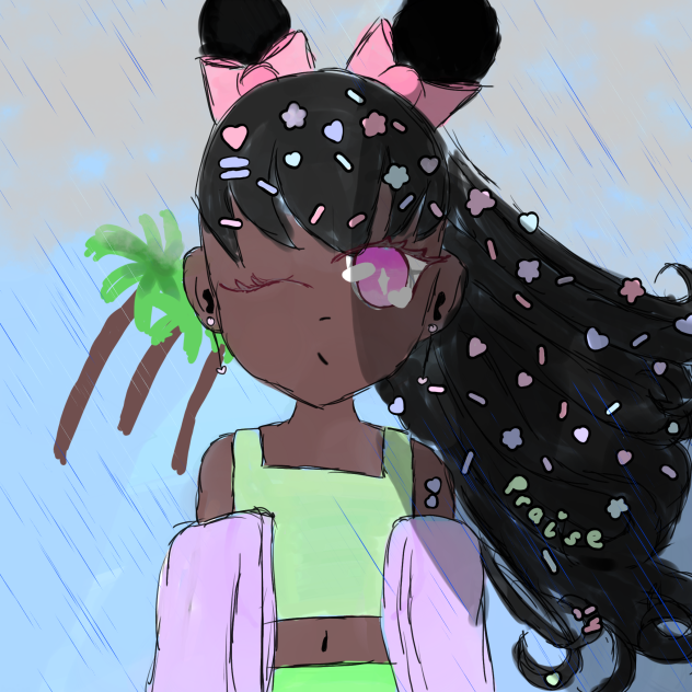 girl in windy rain - ibisPaint