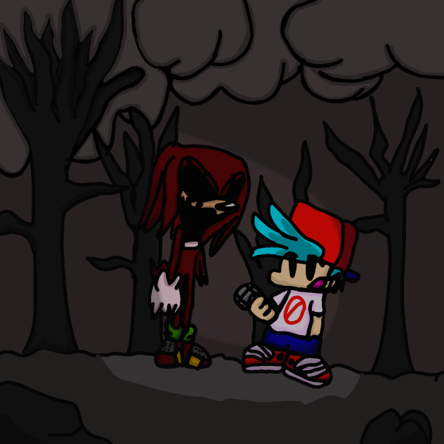 Knuckles.exe and bf brodo style art - ibisPaint