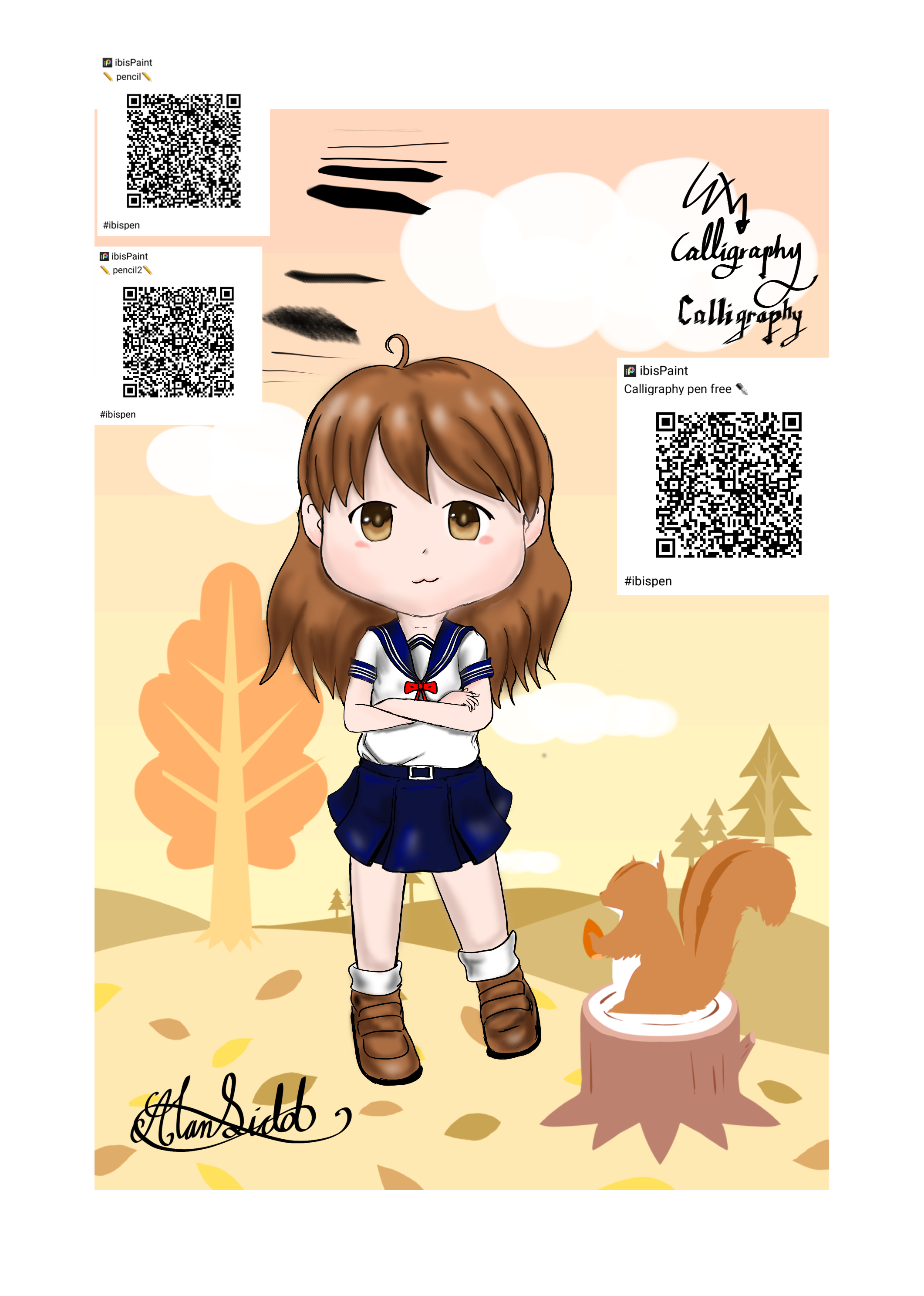 2 pencils and I calligraphy pen - ibisPaint