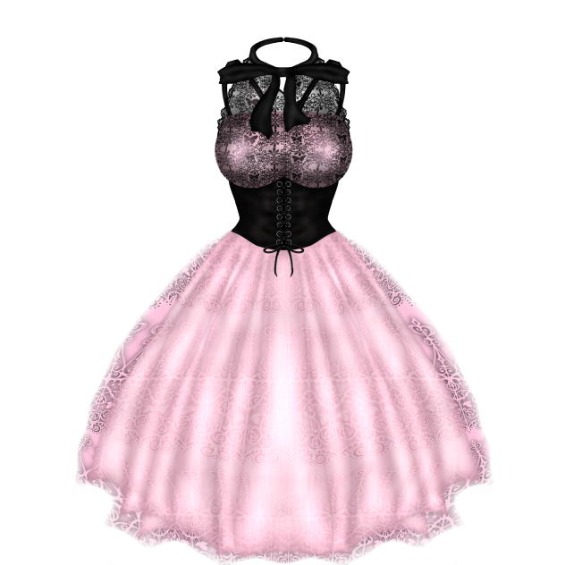 Gothic pink dress with corset - ibisPaint