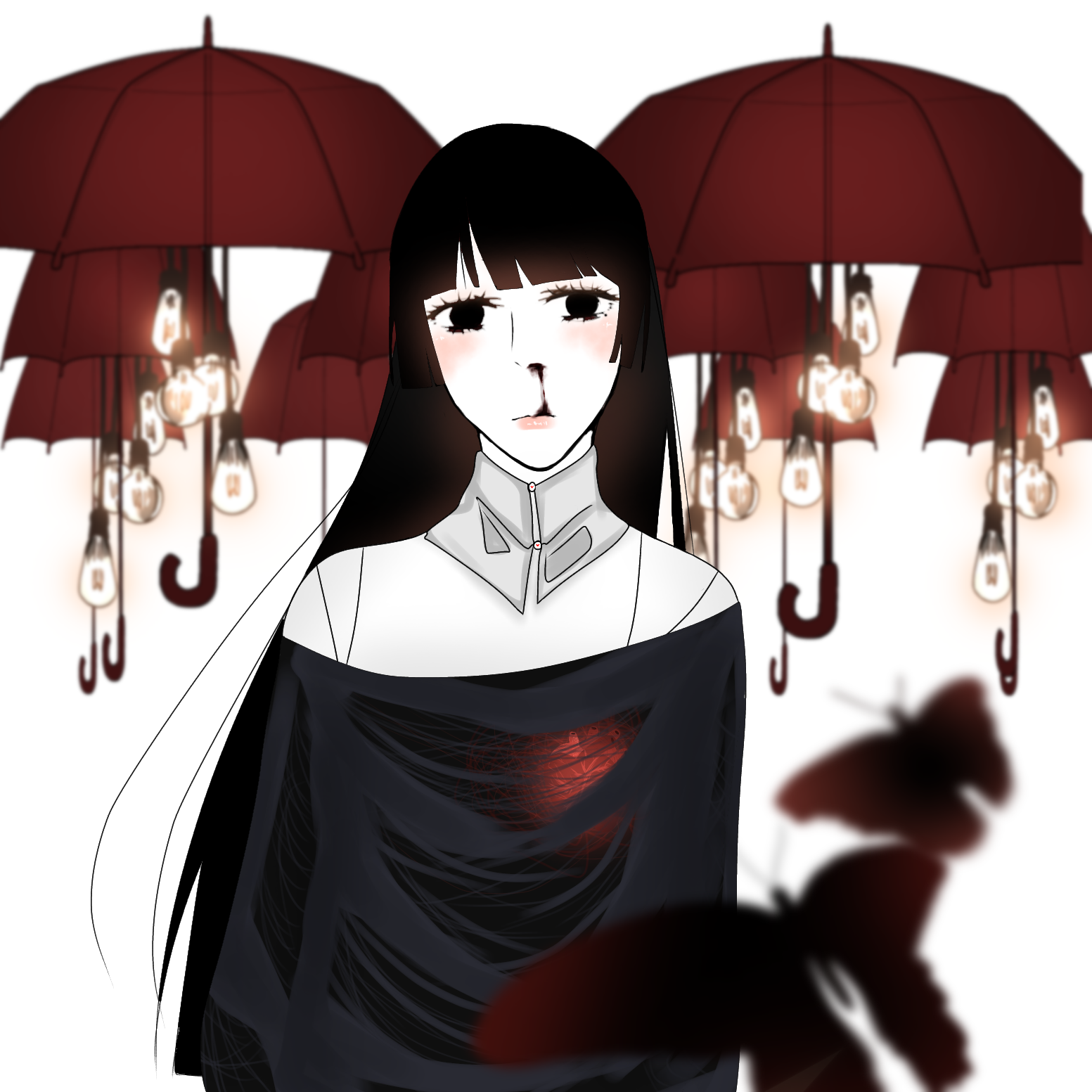 red umbrellas - ibisPaint