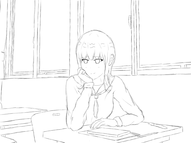 Model sketch #1 (Anime school girl) - ibisPaint