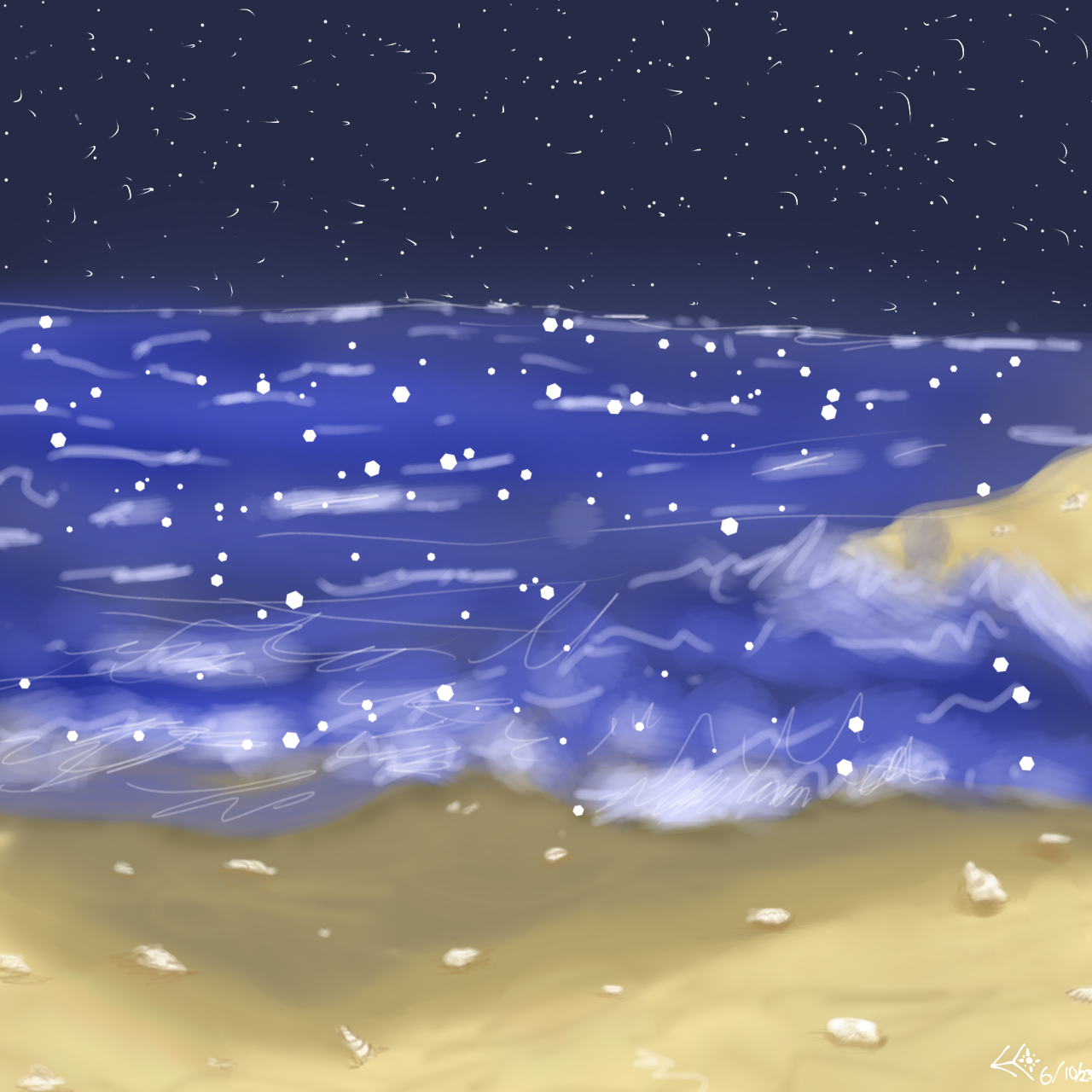 Enchanted Beach at Dark - ibisPaint