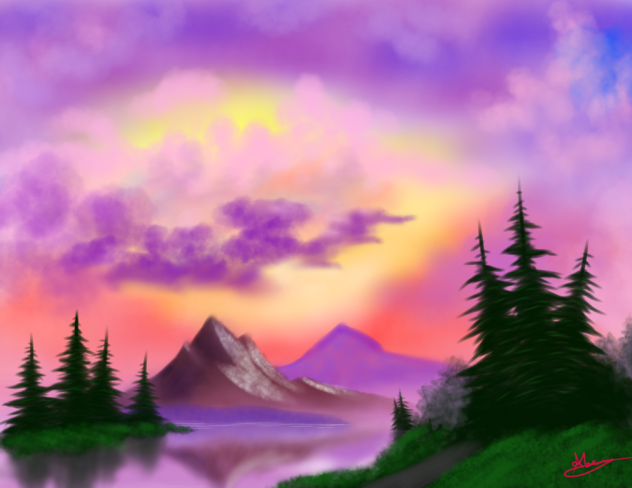 Sunset Aglow by Bob Ross - ibisPaint