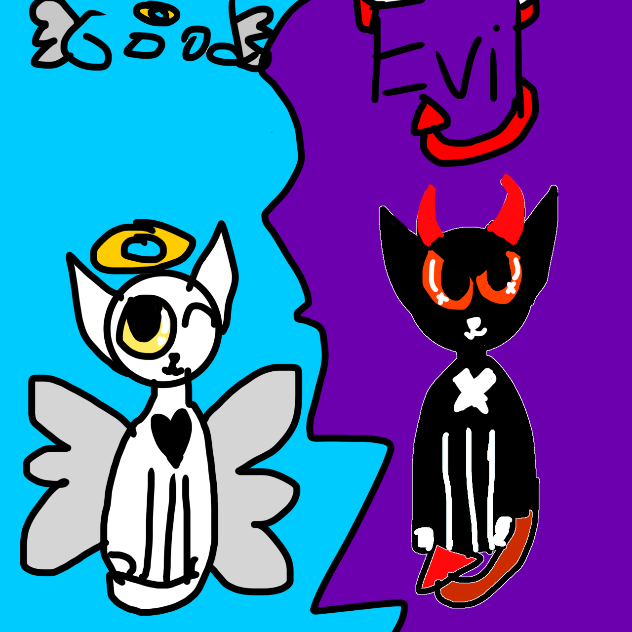 Good and evil-Angel cat vs devil cat - ibisPaint