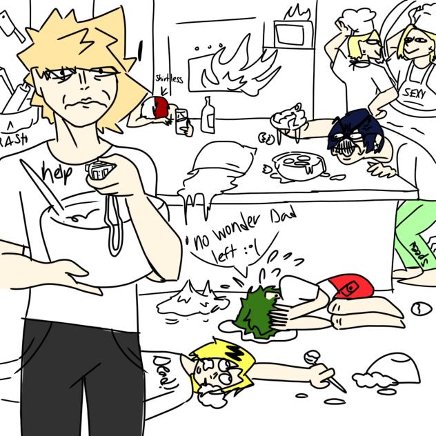 Bakugou teaching the class how 2 cook - ibisPaint