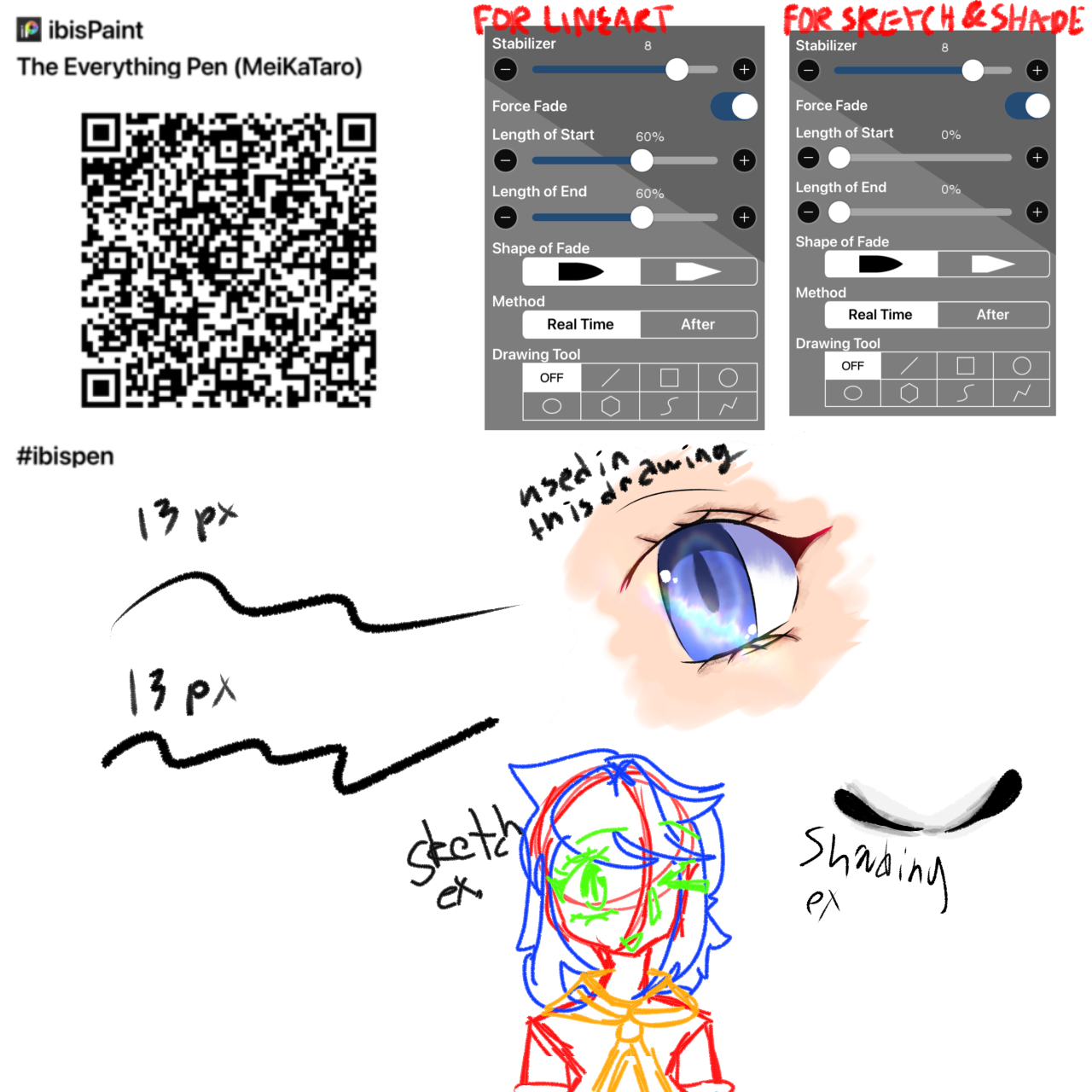 sketch brush, shade brush, line brush - ibisPaint