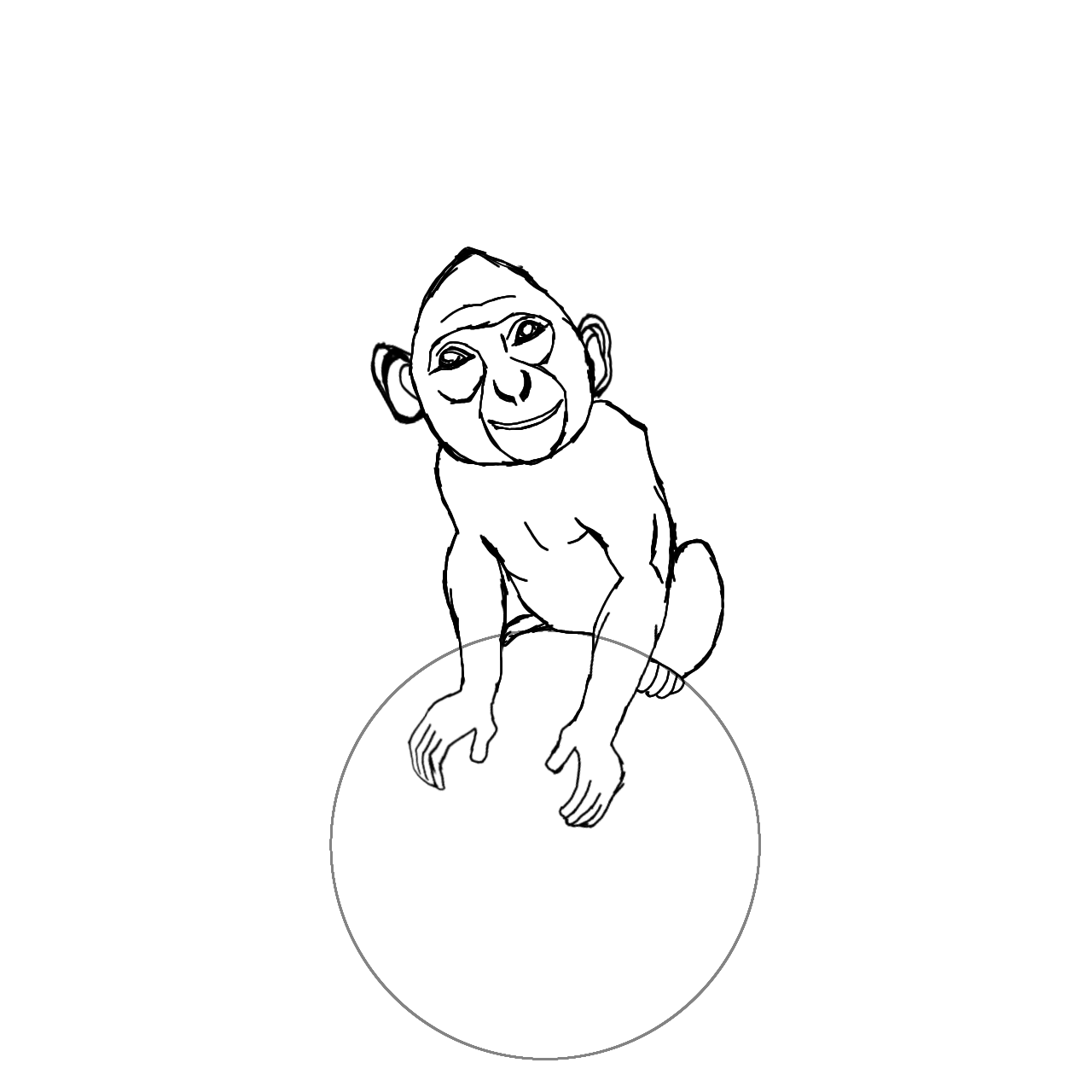 Monkey on a ball - ibisPaint