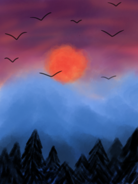 Sunset in the mountains - ibisPaint