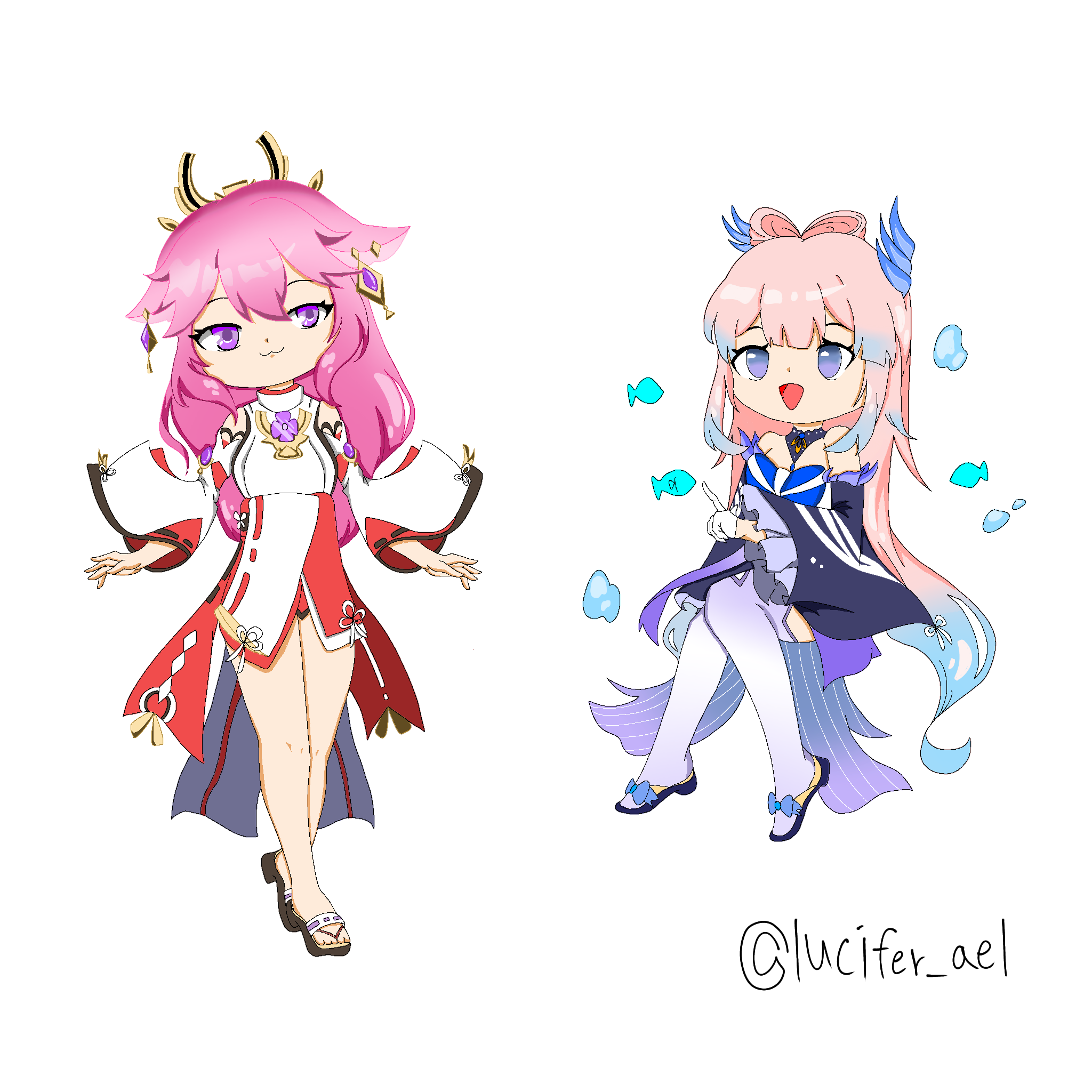 genshin impact(Miko&Cocomi) - ibisPaint