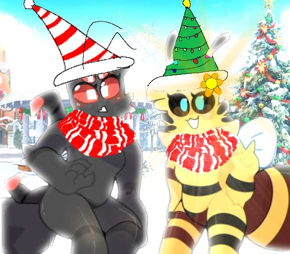 [Christmas bee and spider Minecraft] - ibisPaint