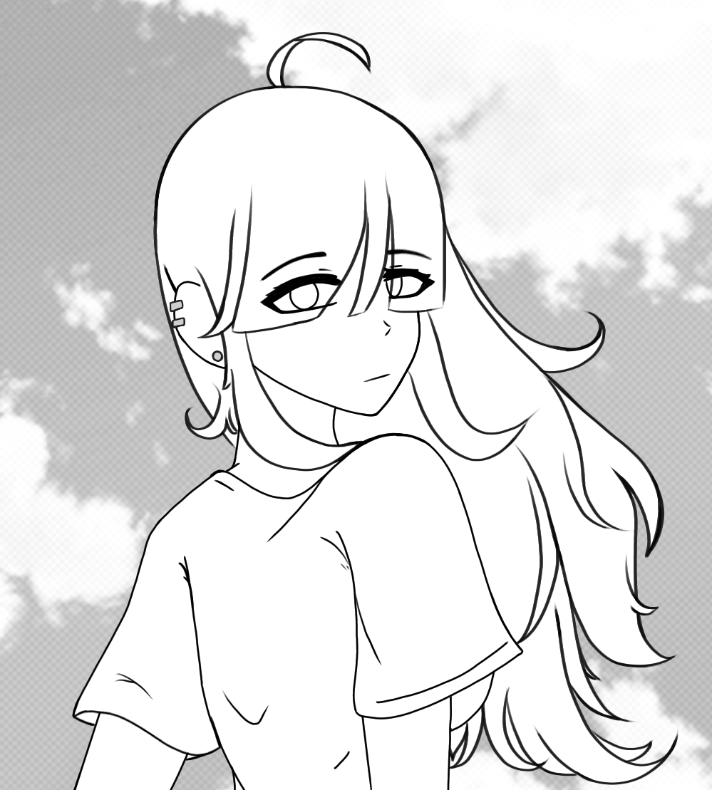 Uncolored version of random anime girl - ibisPaint