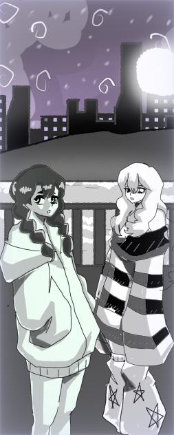 Ari & Emma on a night stroll (#`-_ゝ-) - ibisPaint