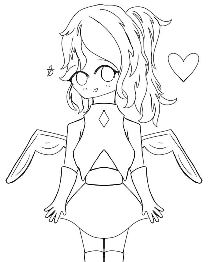 Nice Girl with a Ponytail Lineart - ibisPaint