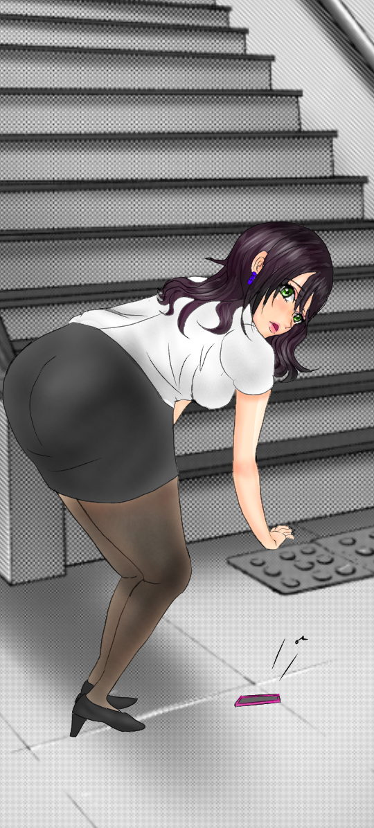 スマホを拾う美人OL - ibisPaint