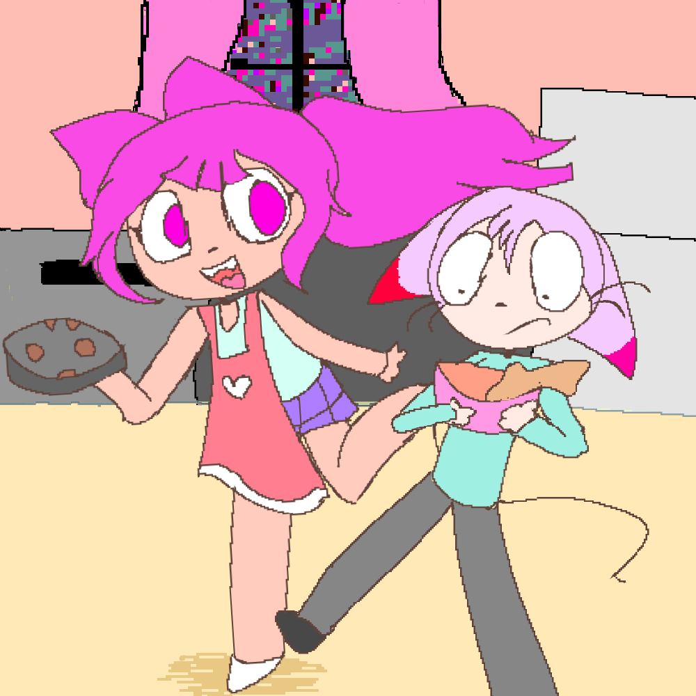 Gina and her brother bake cookies. - ibisPaint