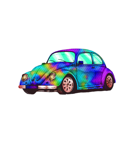 Raindrop tie-dye hippie bug car - ibisPaint