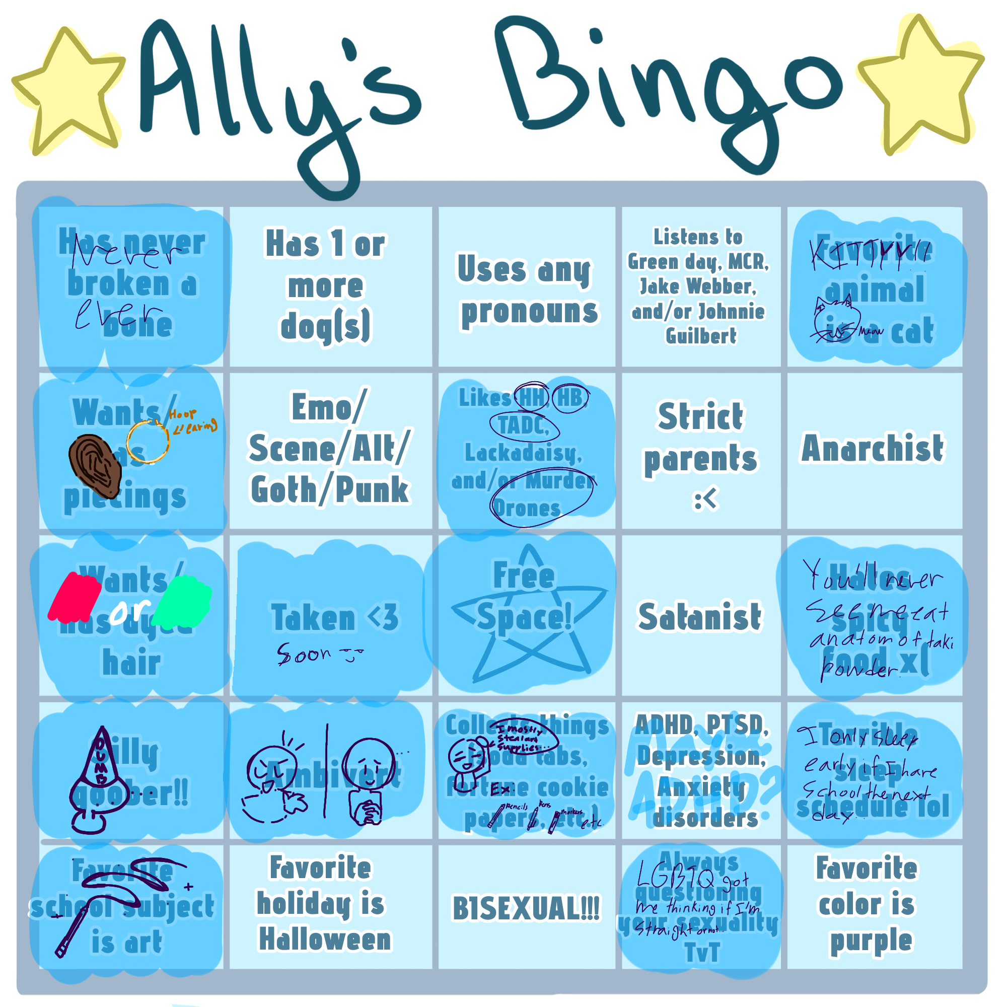 Bingo sheet (Ally's Bingo) - ibisPaint